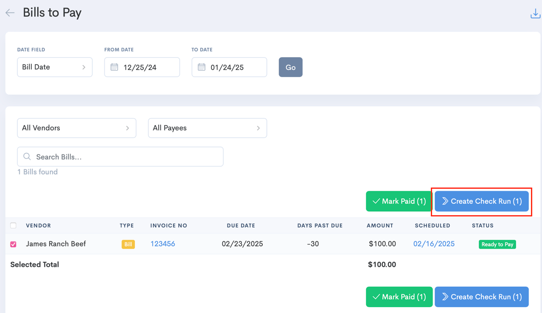 PERFORMING A CHECK RUN (NO AUTHORIZATION REQUIRED)