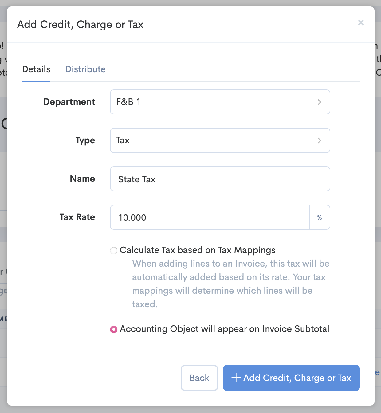CREDITS, CHARGES & TAXES