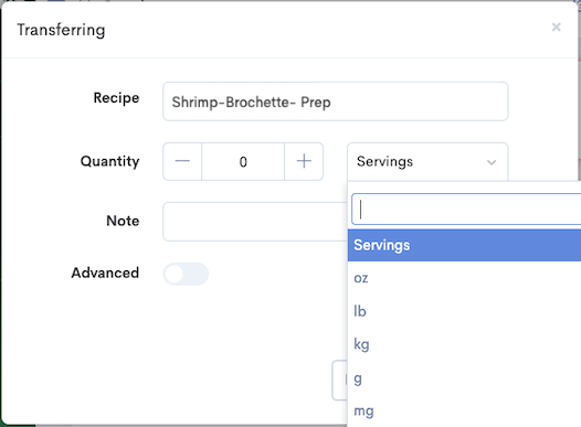 TRANSFERS WITH RECIPES
