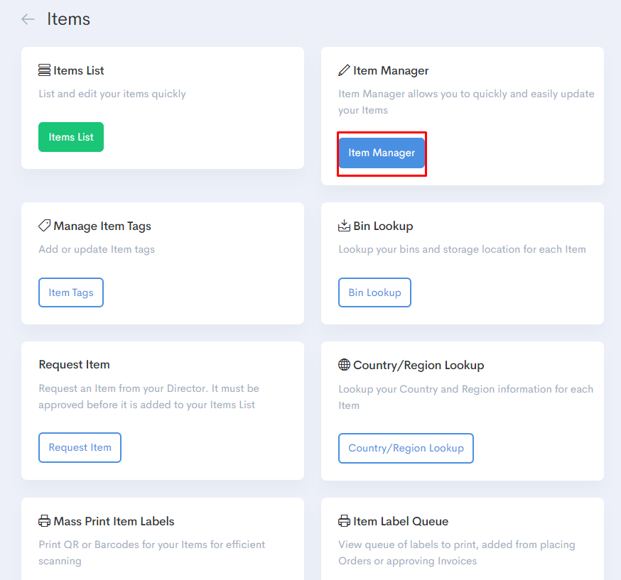 MANAGING INVENTORY STORAGES WITH ITEM MANAGER