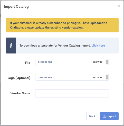 VENDOR CATALOGS – VENDOR PORTAL