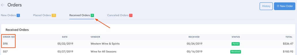 RECEIVING PARTIAL ORDERS