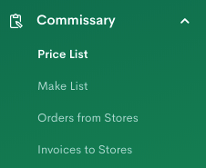 ADDING ITEMS/BATCHES TO THE COMMISSARY PRICE LIST