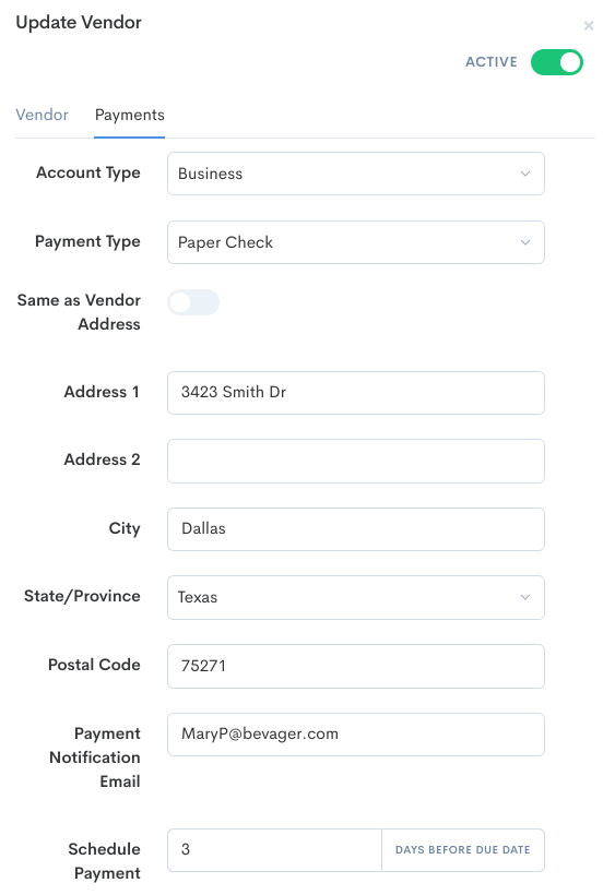 SETTING UP VENDOR FOR PAYMENTS