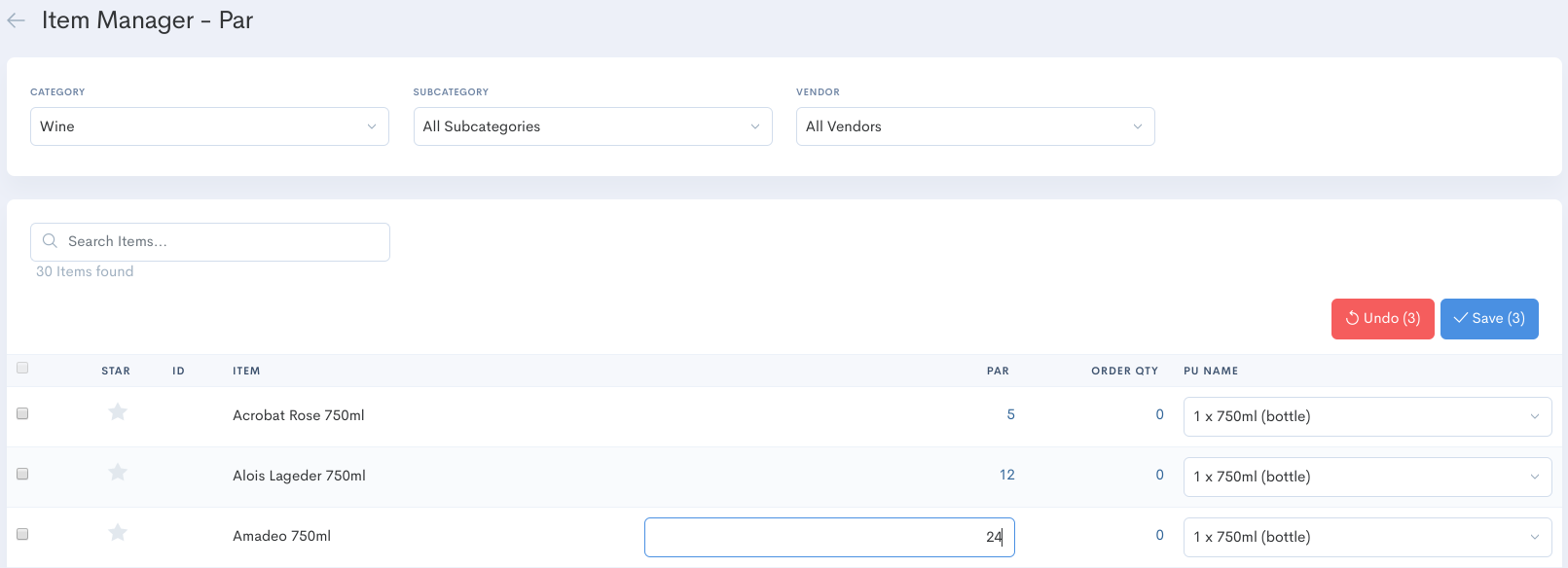 MANAGING PARS FROM ITEM MANAGER