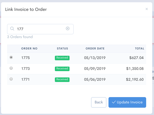 LINKING VENDOR INVOICE TO ORDERS