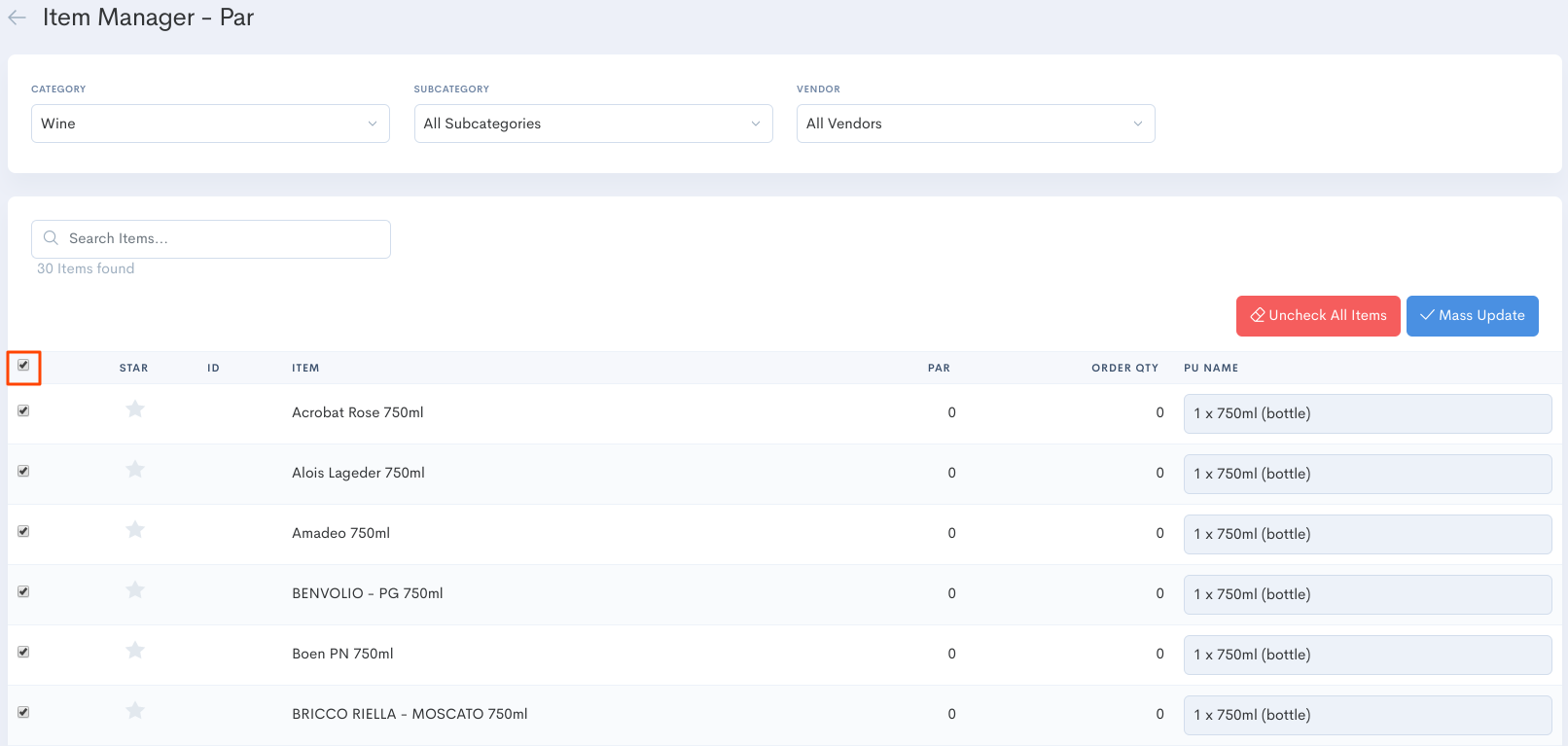 MANAGING PARS FROM ITEM MANAGER