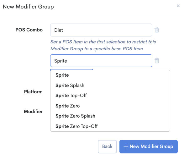 POS MODIFIER MAPPING