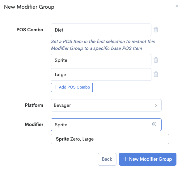 POS MODIFIER MAPPING